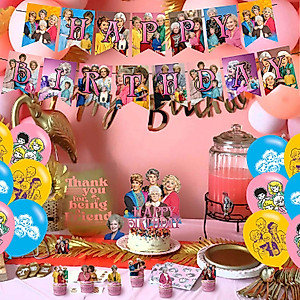 OUDINI The Golden Girls birthday party supplies,Golden Girls including cake topper, cupcake toppers, Banner, Latex Balloons,It is very suitable for Women and girl birthday party supplies., Blue