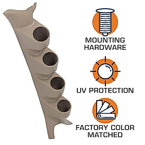 GlowShift Diesel Gauge Package Compatible with Ford Super Duty F-250 F-350 Power Stroke 1999-2007 - Tinted 7 Color 60 PSI Boost, 1500 F EGT, Transmission Temp & Fuel Pressure Gauges - Tan Pillar Pod