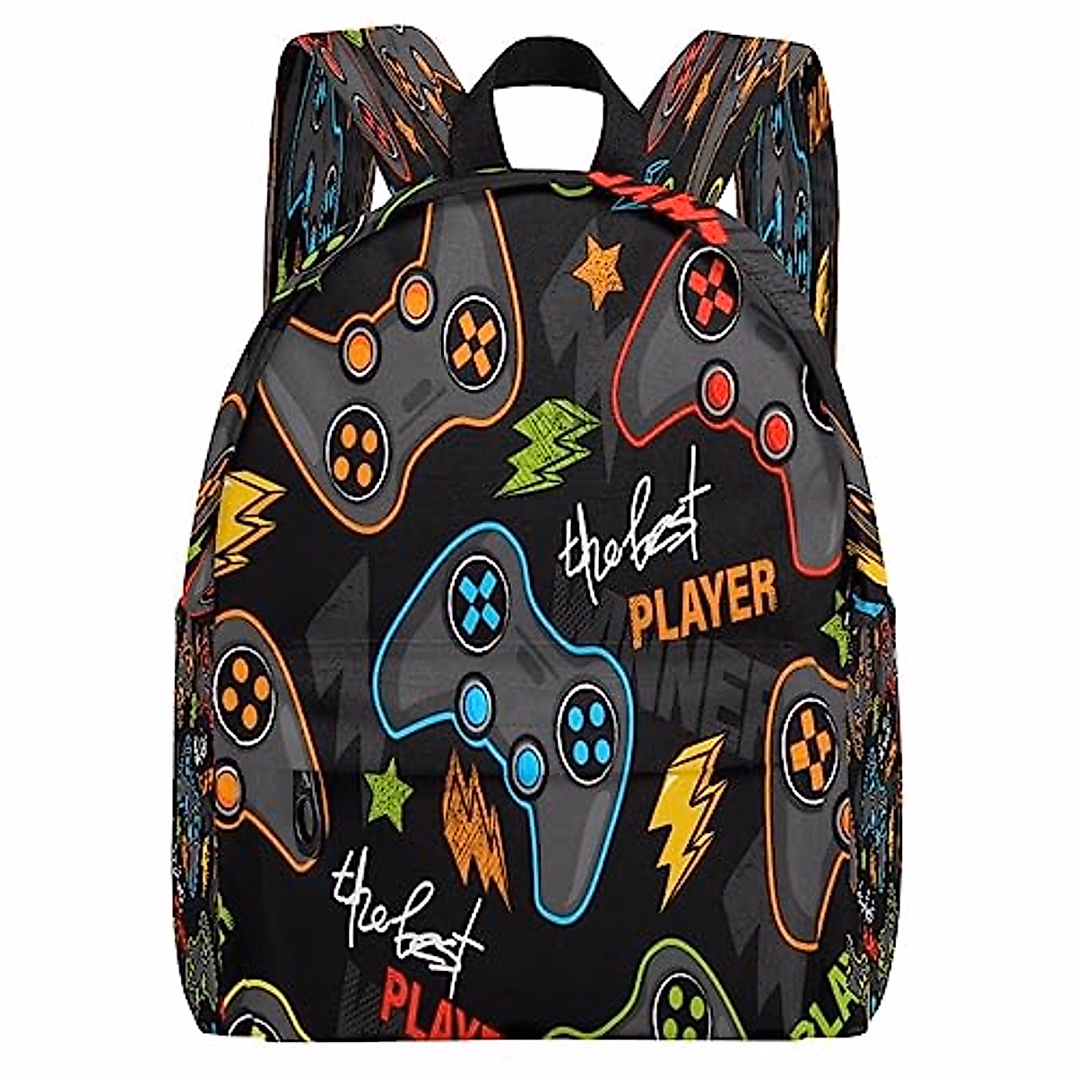 CUSPRINT Childish Backpack, Abstract Joystick Gamepad Black 14" Laptop Backpacks Bookbag for Grades 3-5, Lightweight