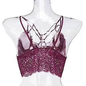 Women Bra,JFLYOU Sale Ladies Plus Size Vest Crop Wireless Bra Lingerie Sexy Lingerie Underwear Camisole(Wine,XX-Large)