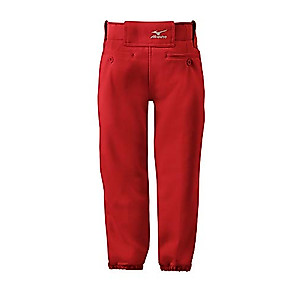 Mizuno Girls Youth Belted Low Rise Fastpitch Softball Pant, , Youth X-Large,Red
