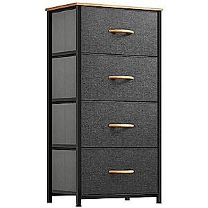 YITAHOME Dresser with 4 Drawers - Fabric Storage Tower, Organizer Unit for Bedroom, Living Room, Hallway, Closets & Nursery - Sturdy Steel Frame, Wooden Top & Easy Pull Fabric Bins