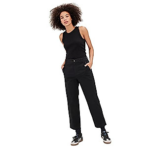 GAP Womens High Rise Girlfriend Khaki Pants, True Black, 14 US