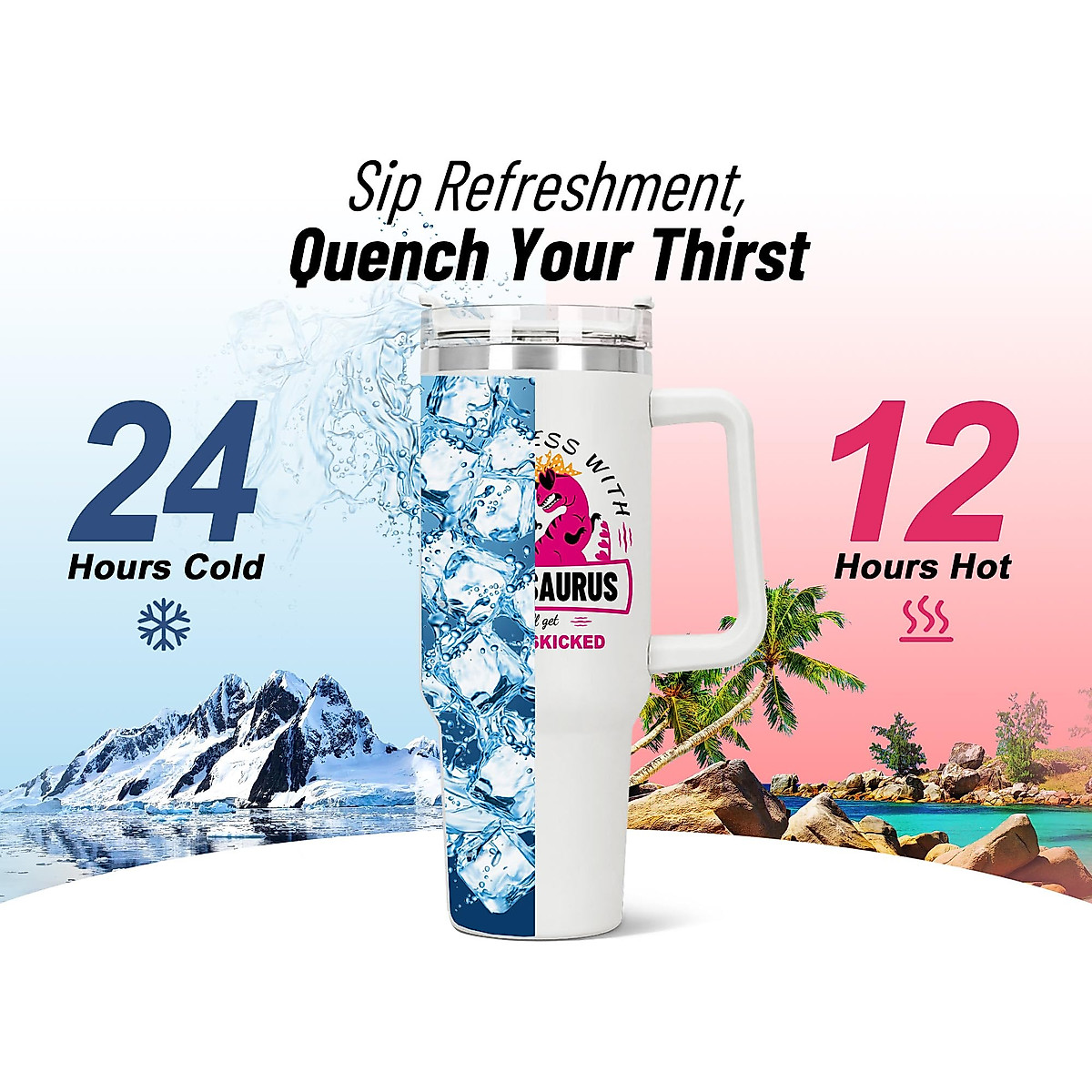 DLOCCOLD Gifts for Mom - 40oz Dinosaur Tumbler, Birthday & for Women, Purple