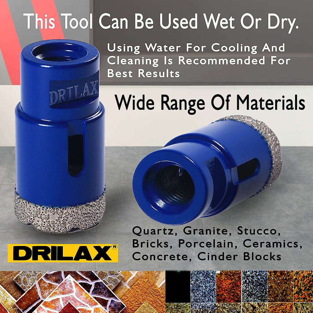 Diamond Hole Saw for Angle Grinders Masonry Concrete Granite Quartz Porcelain Ceramic Tile Hole Saw Brick 5/8"-11 Threaded Connection Heavy Duty Diamond Core Hole Saw Dry (1-1/4 inch)