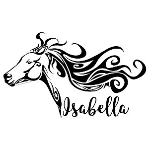 Room Wall Decor - Horse Head w/Customized Name Rustic Vinyl Decal Stickers for Home in Teen n Kids, Girls n Boys Bedroom, Bathroom or Playroom - Custom Sizes and Colors Match Any Themed Living Space