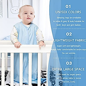 BSTOPPT 3 Pack Baby Sleep Sack 12-18 Months 100% Rayon Cotton Baby Sleeping Bag 2-Way Zipper Toddler Wearable Blankets Comfy Stretchy Thin Sleep Sacks