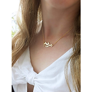 Yoke Style Arabic Name Necklace Personalized, 18K Gold-plated Custom Name Pendant Necklace for Women