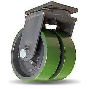S-MDD-12DT Maxi-Duty Dual Wheel Swivel Caster w/Duralast 12 in Polyurethane (95A) on Iron Core Wheel, 3 in Face, 7,000 lb Capacity