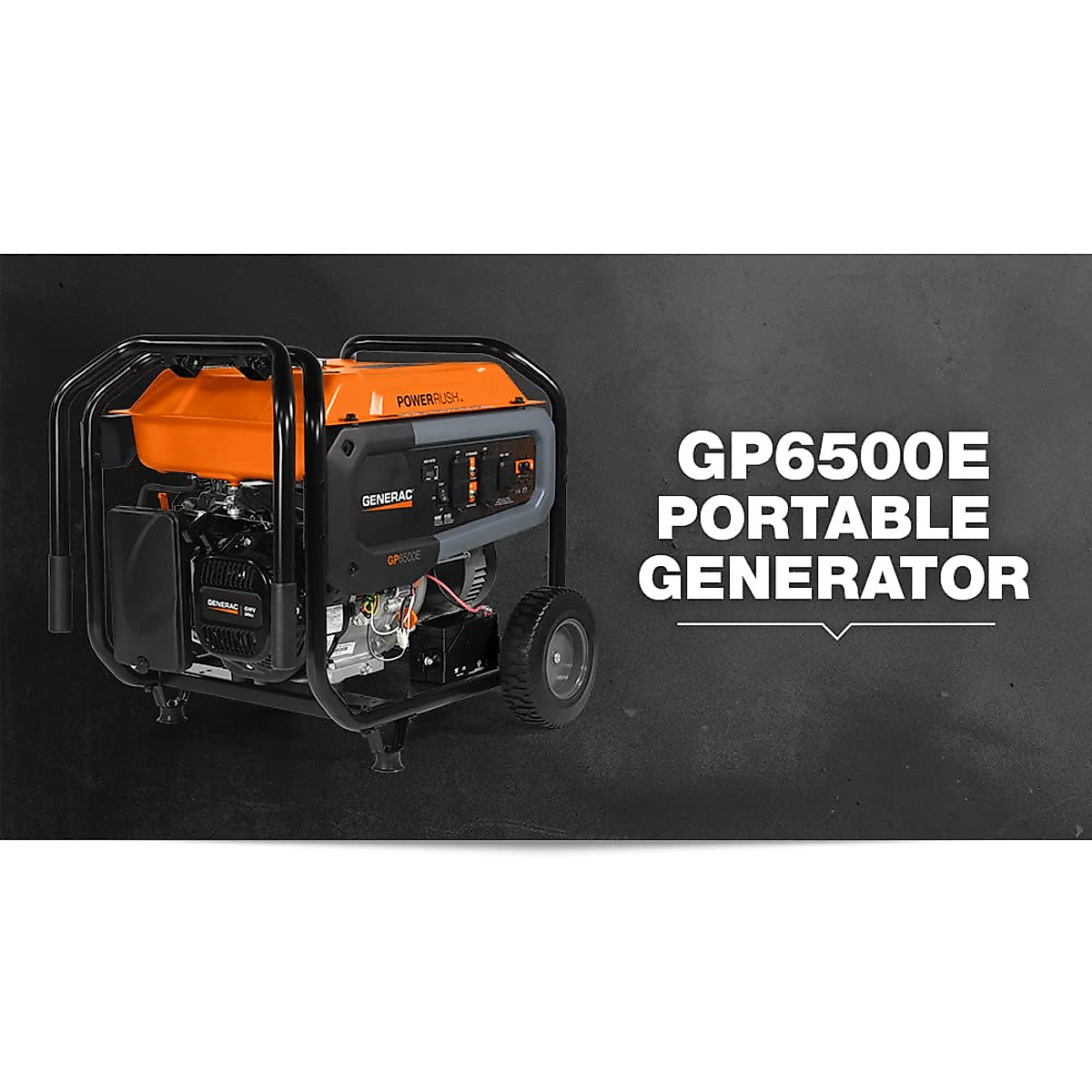 Generac 7682 GP6500E 6,500-Watt Gas-Powered Portable Generator - Powerrush Advanced Technology with Electric Start - Durable Design and Reliable Backup Power - 49-State Compliant