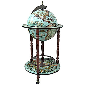 Design Toscano Sixteenth Century Cielo Replica Globe Bar Liquor Cabinet, 18 Inches Wide, 18 Inches Deep, 36 Inches High, Blue Finish