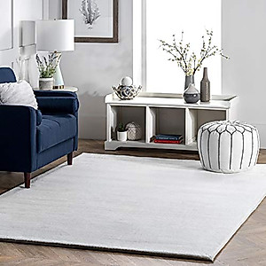 nuLOOM Faux Rabbit Soft Solid Shag Area Rug, 4' x 6', White