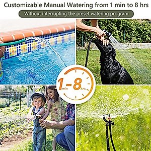 Sprinkler Timer 2 Zone, Diivoo Programmable Water Hose Timer 2 Outlet for Garden, Automatic Irrigation Timer IP54 with Rain Delay/Manual/Auto Mode, Outdoor Hose Timer Controller for Lawn, Yard, Pool