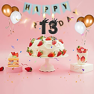 3inch Birthday Number Candle, Cake Topper Candle with Crown Black Numeral Cake Candles Birthday Cake Candle for Birthday Anniversary Parties (Number 3)