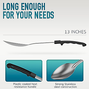 3 Pcs Large Serving Spoons, Cooking Spoons, Serving Spoons for Buffet, Stainless Steel Serving Spoons, 13 inches Serving Spoons Set for Kitchen Party Baking Basting, Big Spoons with Coated Handle