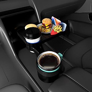 Car Cup Holder Tray with Expandable Base Car Food Tray Table Compatible with Yeti 20/26/30 oz Hydro Flasks 32/40 oz Camelbak 32/40 oz and Other Bottles in 3.4"-3.8"