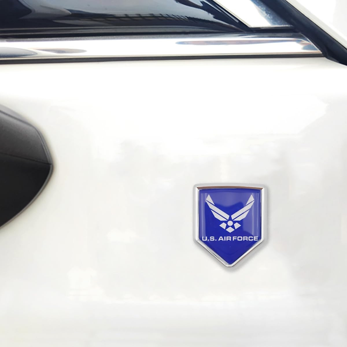Overdecor US Air Force Wings Flag Decal Stickers Car Emblem Army Military Car Accessories Decorations Chrome Shield Flag Sticker Decals for Cars Truck Vehicles, 2 Pack