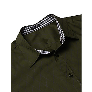 COOFANDY Mens Business Dress Shirt Long Sleeve Slim Fit Casual Button Down Army Green, Large