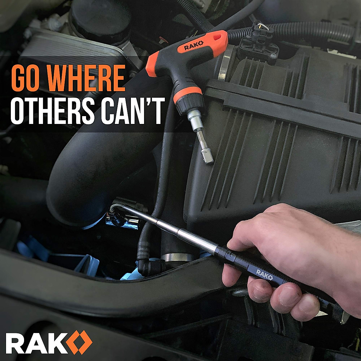 RAK Telescoping Magnetic Pickup Tool - Extendable Magnetic Flashlight - HVAC Tools Gifts for Men - Long LED Magnet Stick Tool for Mechanic, Tech, Handyman - Birthday Gifts for Dad