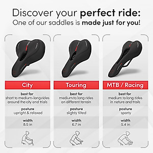 Wittkop Bike Seat, Waterproof Bicycle Saddle for Comfort, Mountain & Road Biking, Wide Bike Seats for Men & Women, BMX, MTB, Bike Seat Comfort, Waterproof Bike Saddle with Innovative 5-Zone-Concept
