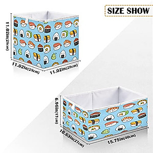 Kigai Foldable Storage Bins Cube,Kawaii Sushi Closet Storage Baskets for Shelves Storage Box Open Storage Bins or Nursery Shelf, Closet, Office 11x11x11in