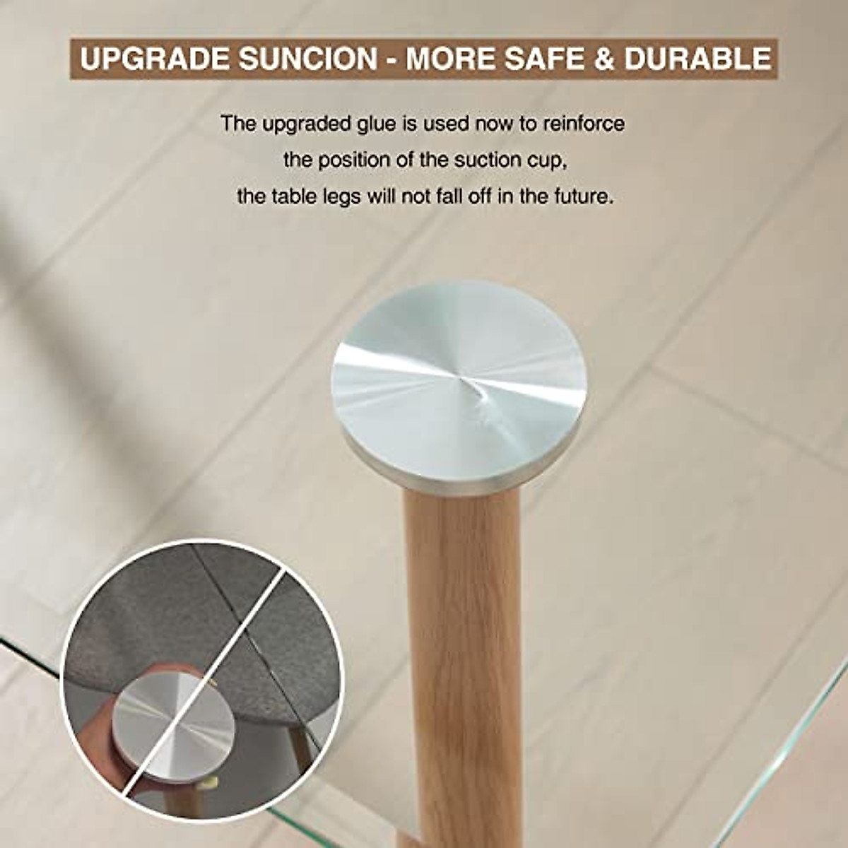 Glass Dining Table Rectangle - Glass Top Dining Room Table, Modern Clear Kitchen Table with Wooden Metal Leg, Rectangular Dining Table for 2 or 4 for Small Spaces Apartment Kitchen or Dining Room