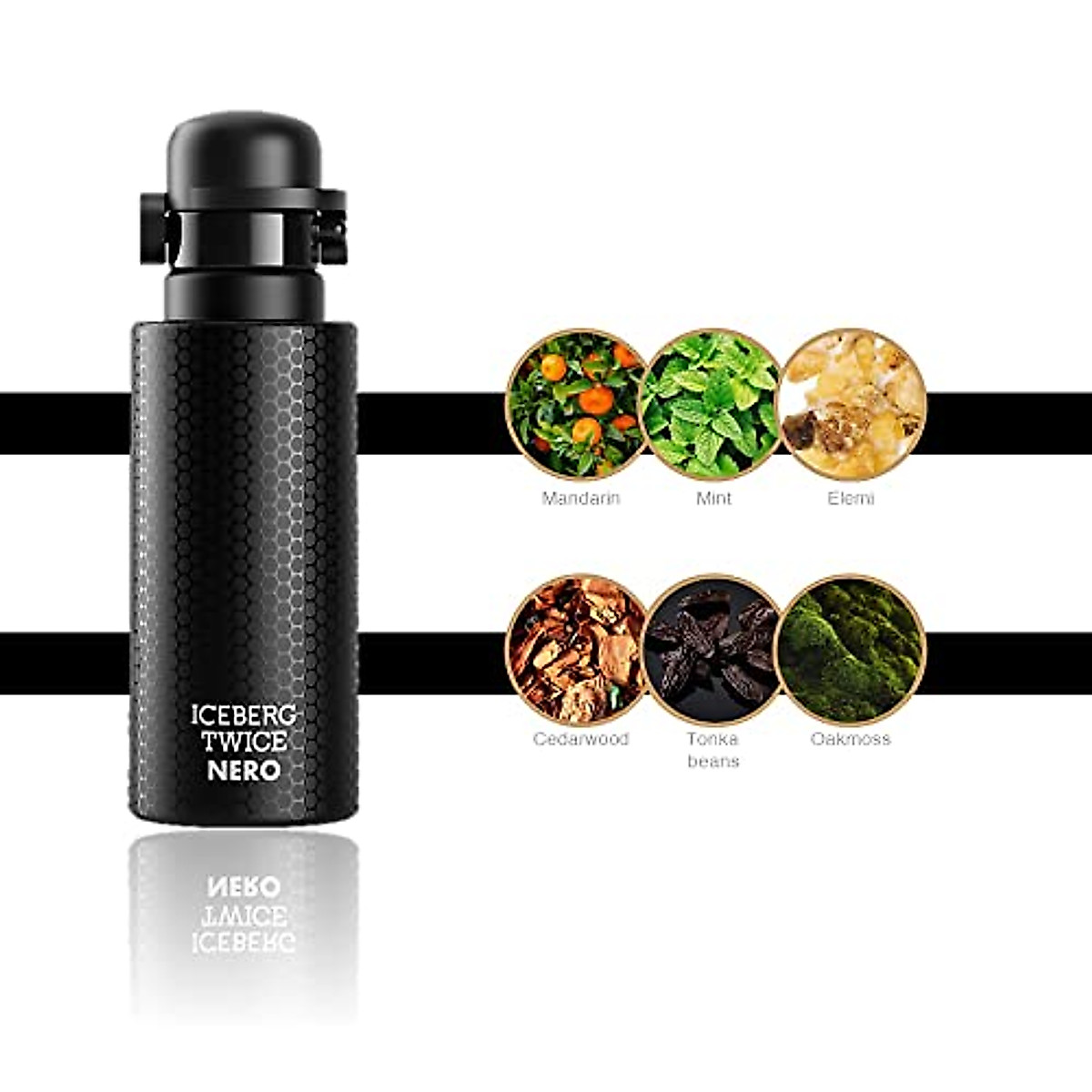 ICEBERG Twice NERO - Exhilarating Personal Fragrance For The Modern Gentleman - Classic EDT Spray Cologne For Men - Vibrant And Fruity Notes Of Mandarin, Mint, Elemi, Cedarwood, And Oakmoss - 4.2 Oz
