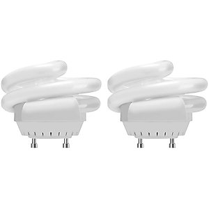 Shadid Mini Spiral T3 Compact Fluorescent Light Bulbs, Twist and Lock GU24 Base, 120V, 18W, 1250L, 2-Pin, 2700K, MSP18GU24 (2, Warm White)