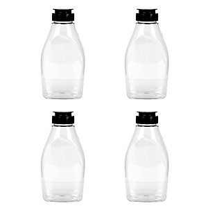 Angoily Honey Dispenser, 4 PCS Plastic Honey Jars, 16 Oz Empty Squeeze Honey Container, Clear Honey Squeeze Bottle with Leak Proof Flip-Top Caps, Honey Bear Bottle Ketchup Sauce Bottle