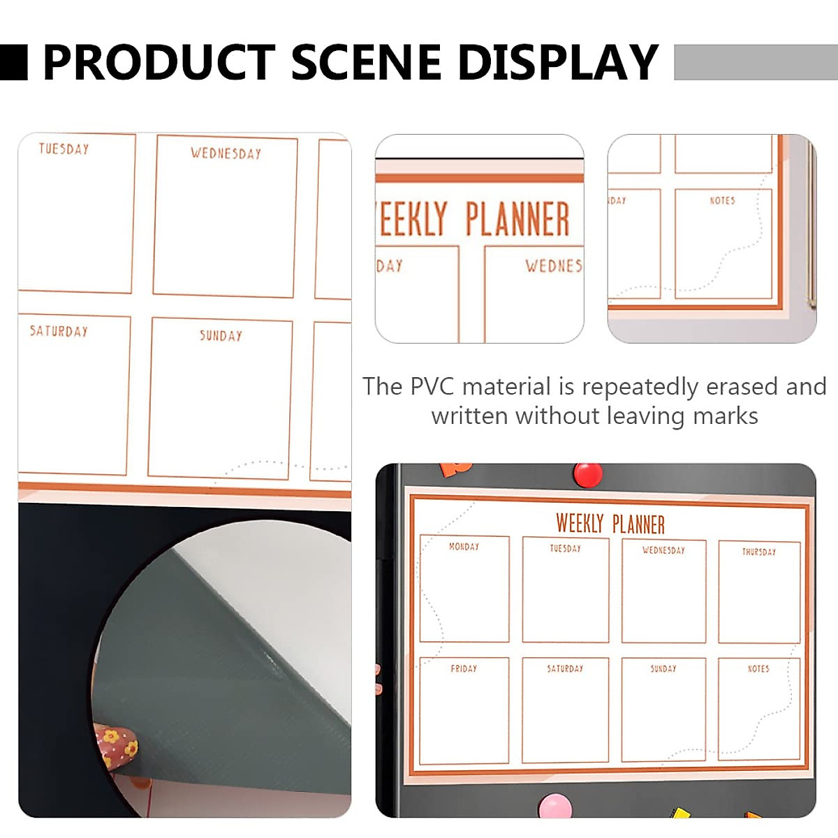 Toddmomy 1set Whiteboard Board Planner White with Calendar Erase Kindergarten Dry Education Eraser Early Magnetic Weekly Marker Refrigerator Office Adhesive Home for Xcm Erasable