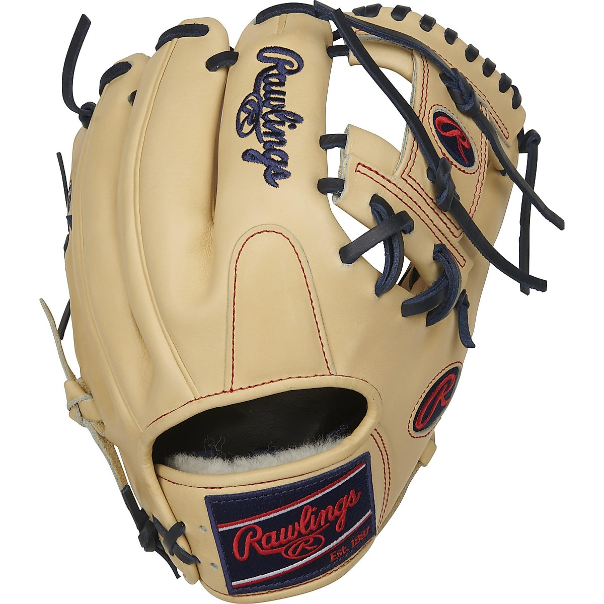Rawlings | PRO PREFERRED Baseball Glove | 11.5" | Pro I Web | Right Hand Throw | Camel/Navy/Red