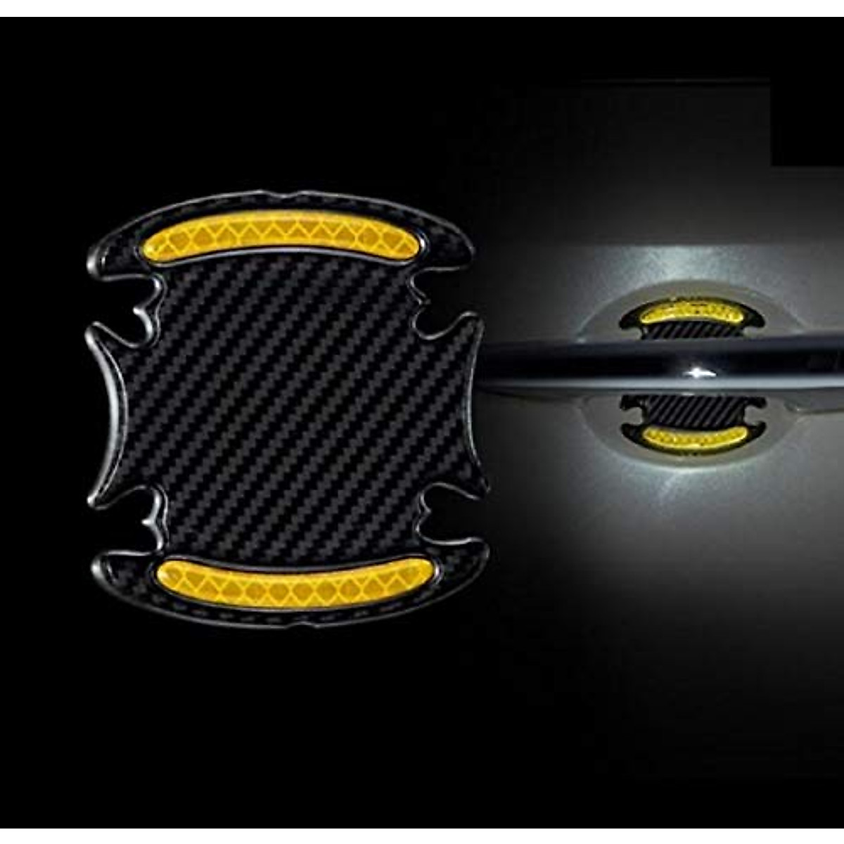 TRUE LINE Automotive Carbon Fiber Inner Door Handle Scratch Protector Reflective Warning Marker Trim Molding 4PC (Red)