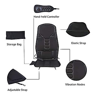 SLOTHMORE Vibration-Back-Massager with Heat, Back-Massage-Cushion, Chair Seat Massager with 10 Vibrating Nodes to Release Stress and Fatigue, for Home Office Use