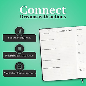 One Day - Daily Execution Planner - Boundless Black - Undated 90 Day Journal With Positive Quotes - Daily Time Management Notebook - Project Management Organizer With Faux Leather Cover