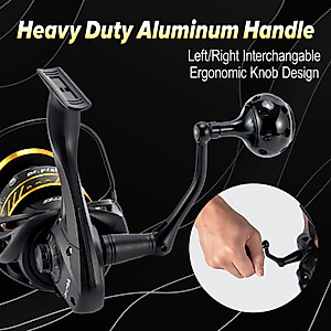 Dr.Fish Saltwater Spinning Reel Poseidon Surf Fishing Reel, Graphite Body, CNC Aluminum Spool and Handle, 9+1 Ball Bearings, 25LB Carbon Fiber Drag, Saltwater Surf Fishing Offshore Reel PL6000