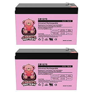 Charity Battery CB1270 Razor 12 Volt 7Ah Electric Scooter Replacement Batteries High Performance - Set of 2 (Replaces 6-DW-7)