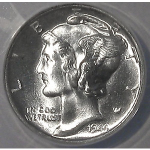 1944 D U. S. Winged Mercury Dime 10 Cent Silver Liberty Old Coin Anacs Certified UNC. MS 67 FSB
