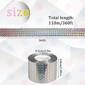 NQEUEPN Bird Reflective Tape, 360ft Long Double Sided Bird Flash Devices Deterrent Ribbon for Out Door Birds Woodpeckers Gulls Crows Swallows Pigeons