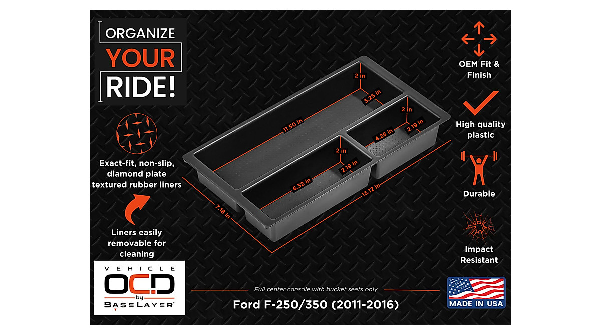 Ford F250/F350 Center Console Organizer Tray - Vehicle OCD