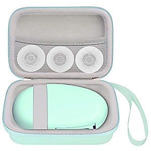 Elonbo Label Maker Case for SUPVAN E10 Mini Bluetooth Label Printer/POLONO P10 Mini Label Printer, Extra Interior Mesh Pocket Fits Label Paper Cable, Green. (CASE ONLY! Label Maker not Included)