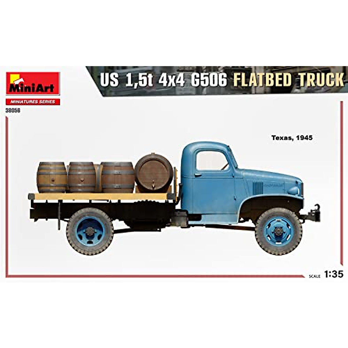 MiniArt MIN38056 1:35-US 1,5t 4x4 G506 Flatbed Truck, Molded Color
