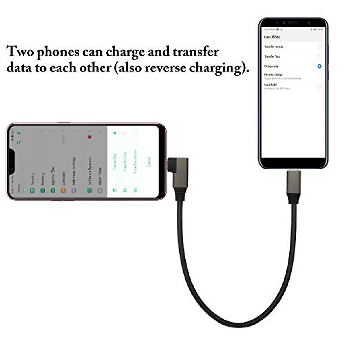 AAOTOKK 90 Degree USB 3.1 Type c to Type C Cable 60W&3A Right & Left Angled 3.1 USB Type C Male Extension Cable Supports Charging,Data,Audio,Video Cable for Laptop&Tablet&Mobile Phone.(0.3M/1Ft)