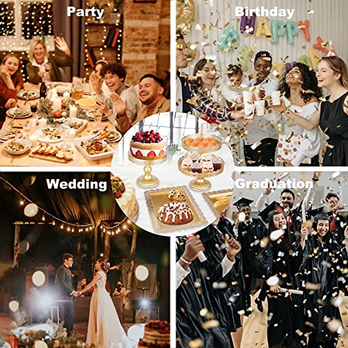 MyHarney 6PCS Cake Stand Set,Metal Cake Stand Dessert Stands Candy Fruit Dessert Table Display Set Cake Pedestal Stand Cupcake Display Stand for Party Birthday Wedding Carnival Baby Shower (Gold)