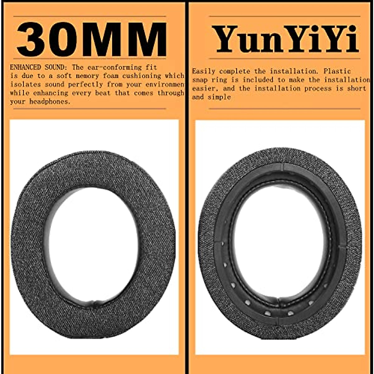 HS70 YunYiYi Upgrade Ear Pads Ear Cushion Replacement Compatible with Corsair HS70 HS50 HS60 Pro HS75 XB Headphones Thicker Fabric Earpad