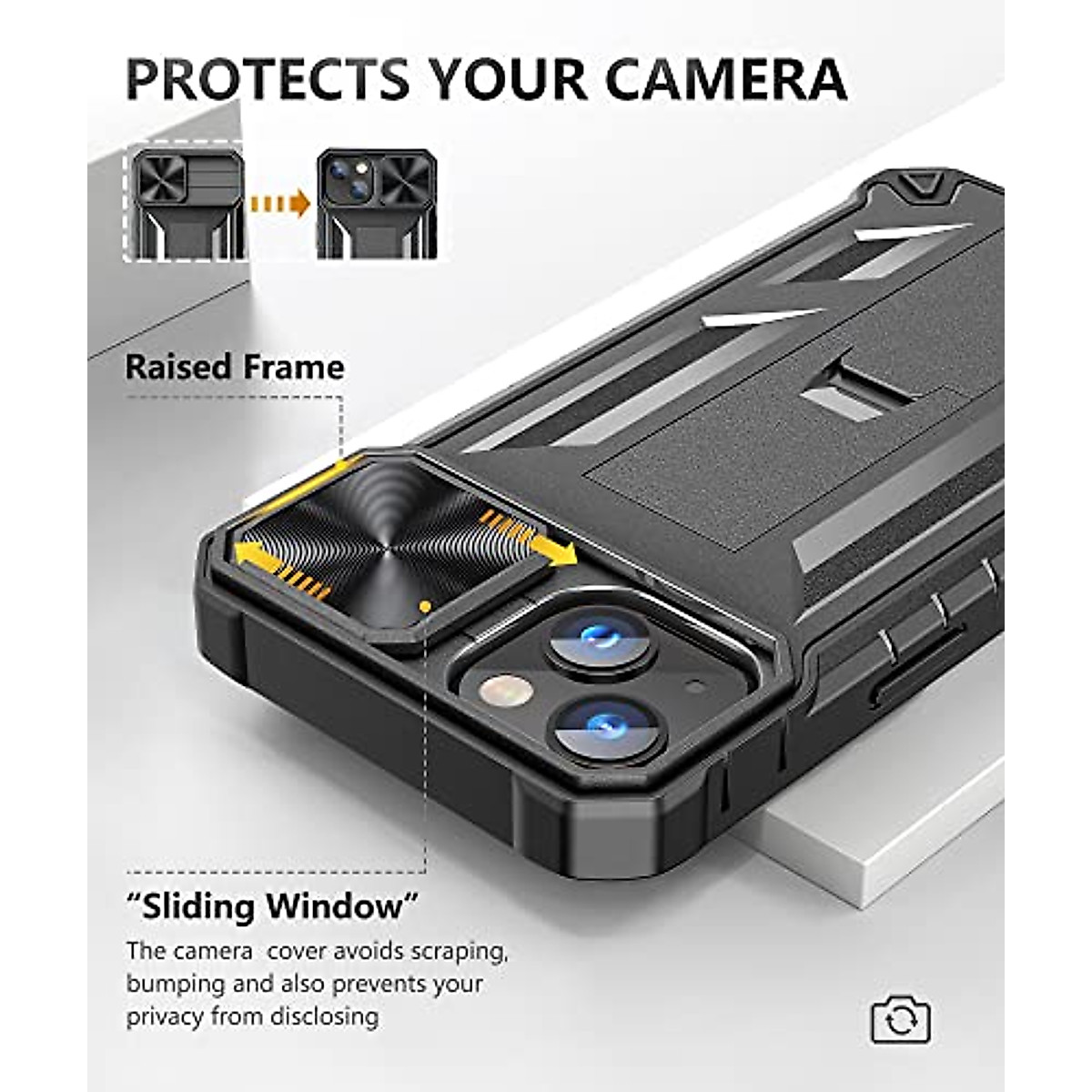 SOiOS for iPhone 13 iPhone14 Case with Stand: iPhone 13 iPhone14 Cover with Kickstand | Shockproof Military Grade Protective Cell Phone Case | TPU Durable Rugged Bumper Textured Matte Hybrid Design