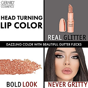 Gerard Cosmetics Glitter Lipstick (Hollywood Blvd) | Nude Pink Lipstick with Sparkling Metallic Glitter | Long Lasting, Smooth Formula | Highly Pigmented Opaque Color | Cruelty Free & Made in USA