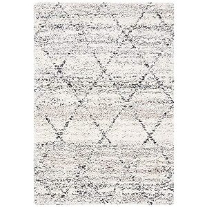 SAFAVIEH Fontana Shag Collection 8' x 10' Grey/Ivory FNT886F Modern Trellis Non-Shedding Living Room Bedroom Dining Room Entryway Plush 2-inch Thick Area Rug