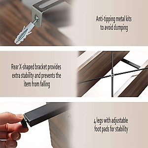 JAXSUNNY Industrial 5-Tier Open Storage Bookshelf Bookcase Organizer Furniture with Metal Frame for Home, Living Room, Office, Bedroom, Stable, Rustic Brown