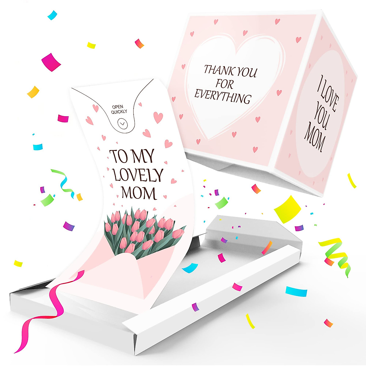 Notta&Belle FEEL LOVE EVERY MINUTE «BOOM» Exploding Birthday Confetti Card (party balloons), Surprise Prank Card Pop up