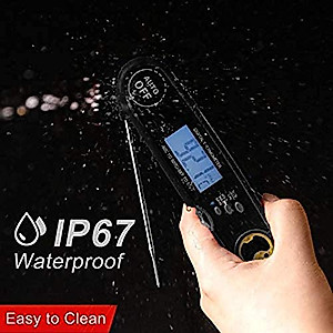 Instant Reading Meat Thermometer-Best Waterproof with Extra Long Probe,Ultra Fast Thermometer, with Backlit LCD Digital Thermomete Outdoor Cooking, BBQ and Kitchen Cooking Food Thermometer